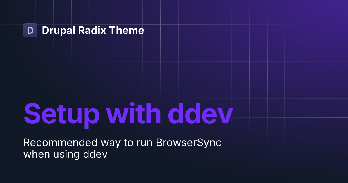Setup with ddev | Drupal Radix Theme
